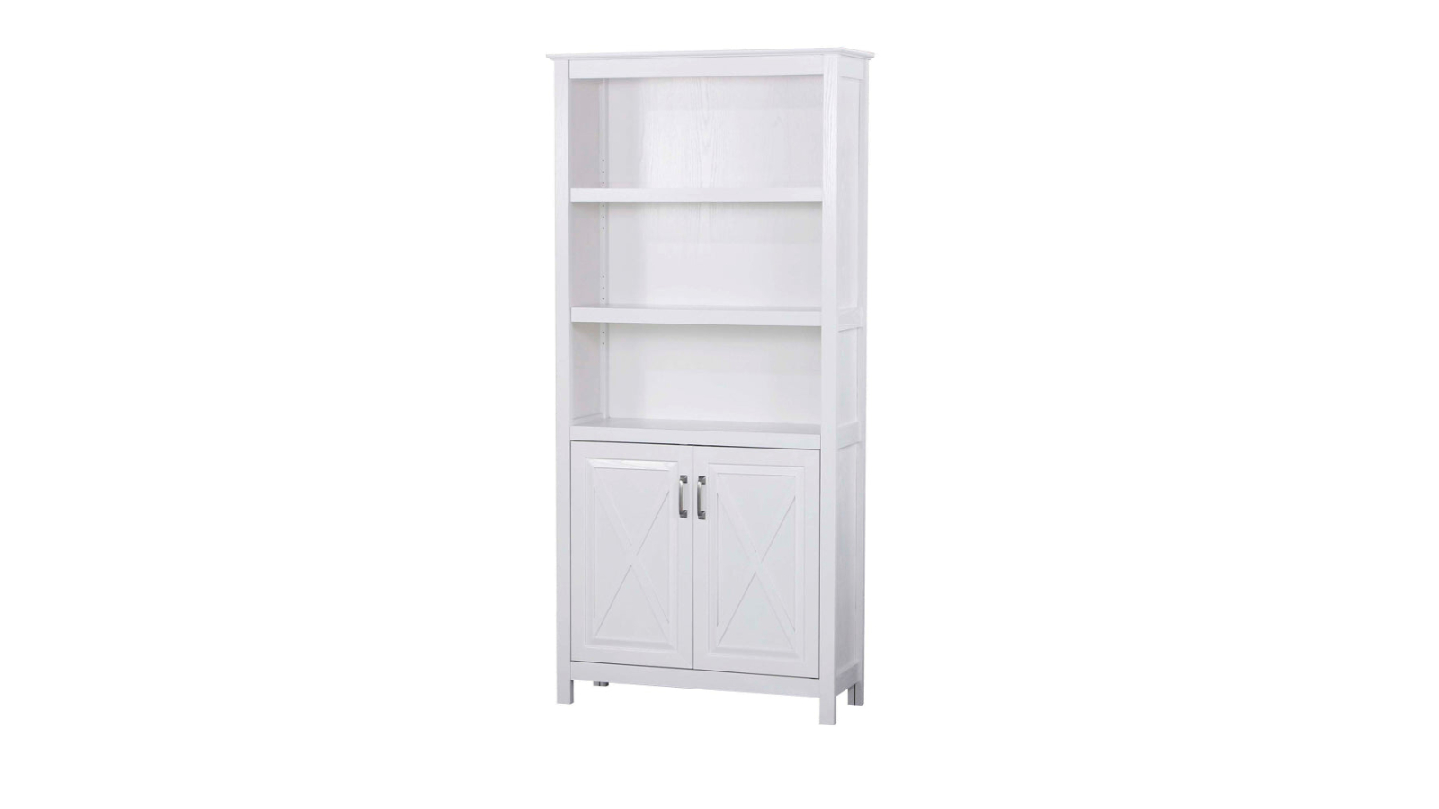 Maestro Furniture White Nazma 5-Tier Display Shelves 2-Door Bookcase ...