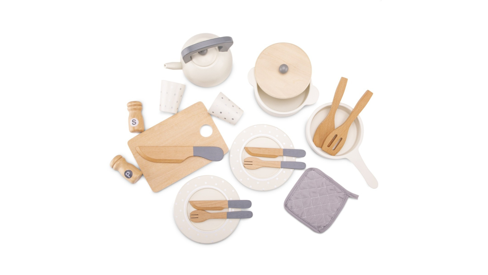 New Classic Toys 20 Piece Wooden Dinner Set Pretend Play Toy - 24 ...