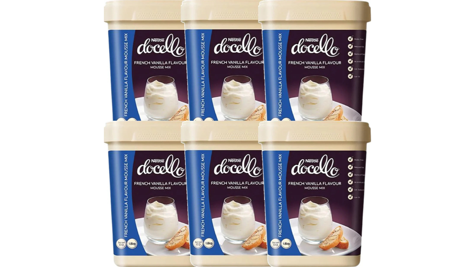 Nestle 1.8kg Docello Mousse Mix French Vanilla Flavour Tub - Pack of 6 ...