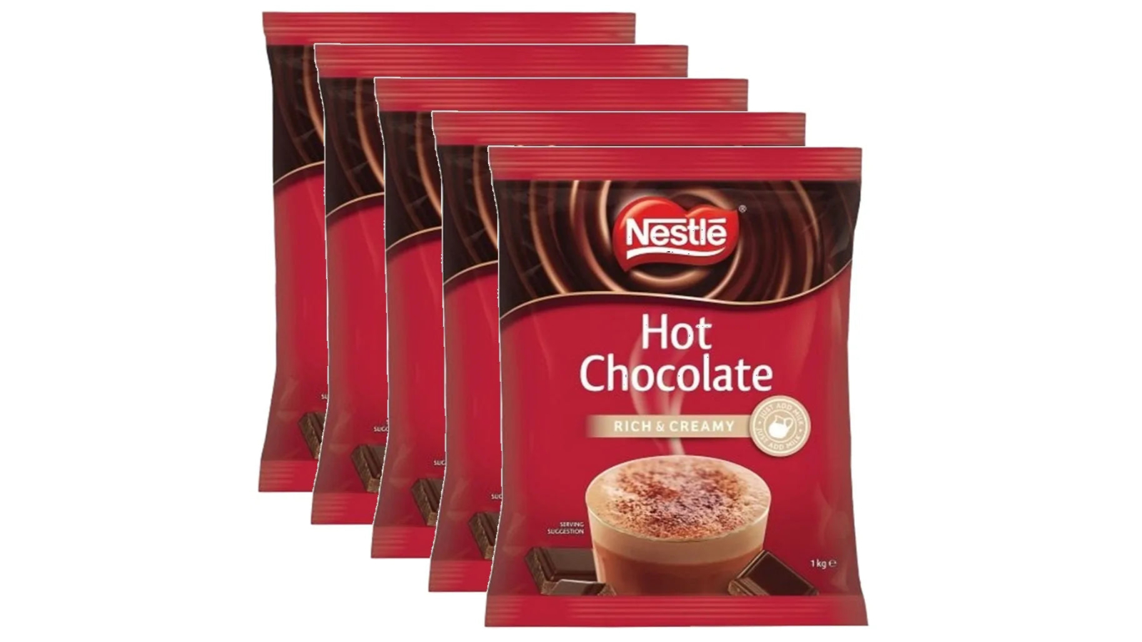 Nestle Pack of 5 Rich and Creamy Soft Hot Chocolate Powder - 1kg ...