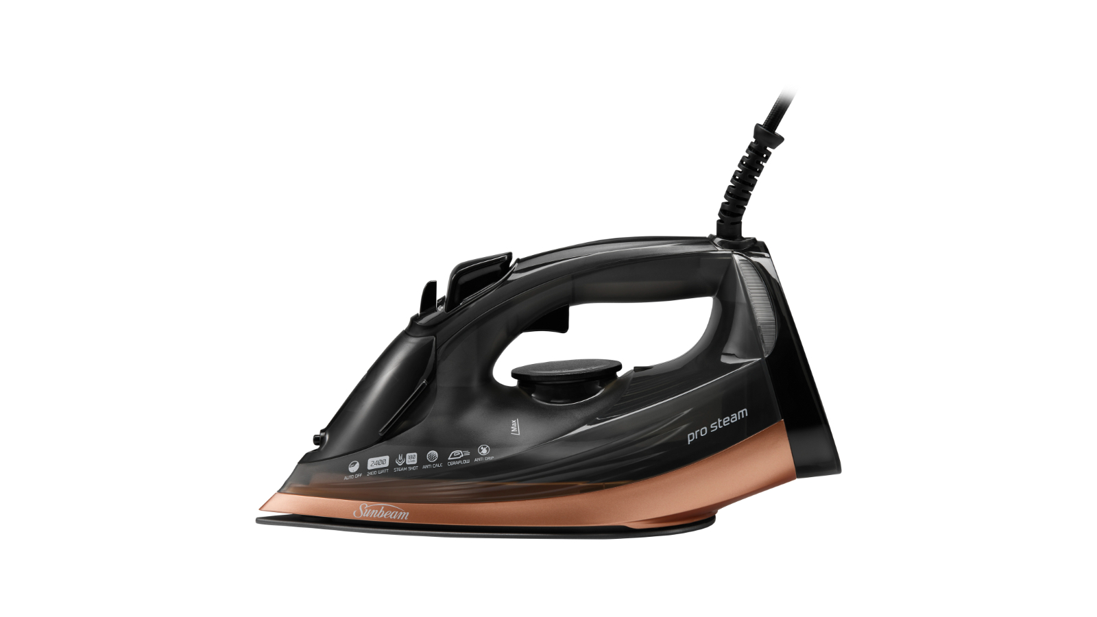 Sunbeam Pro Steam Ceraflow Sonic Iron - Black/Brown | Harvey Norman