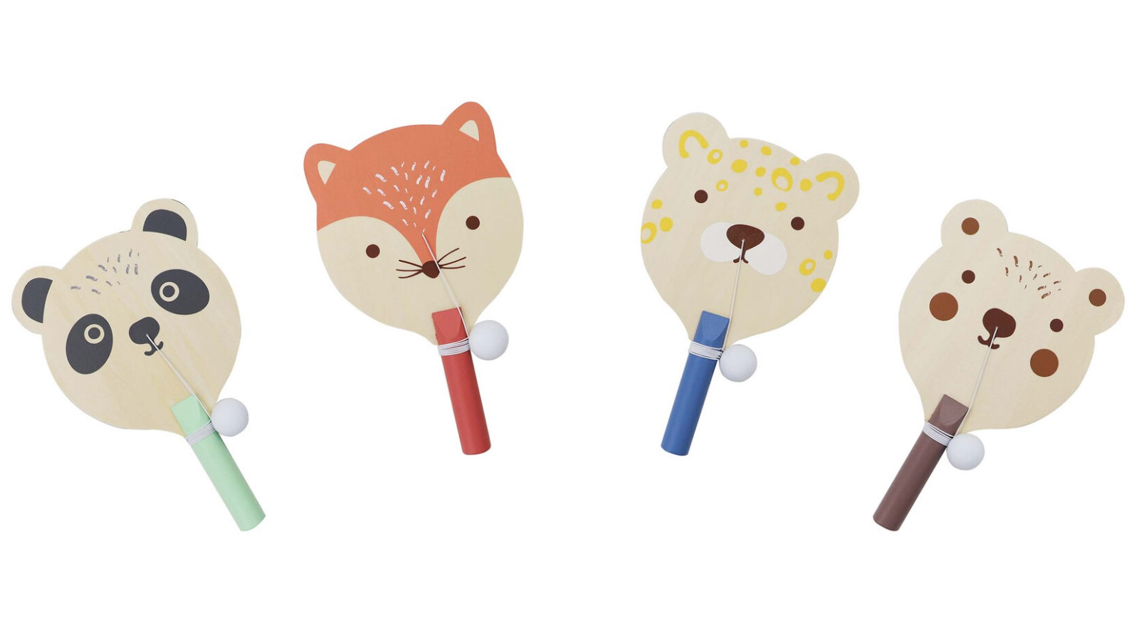 Kaper Kidz Set Of 4 Wooden Animal Paddle Ball Game | Harvey Norman