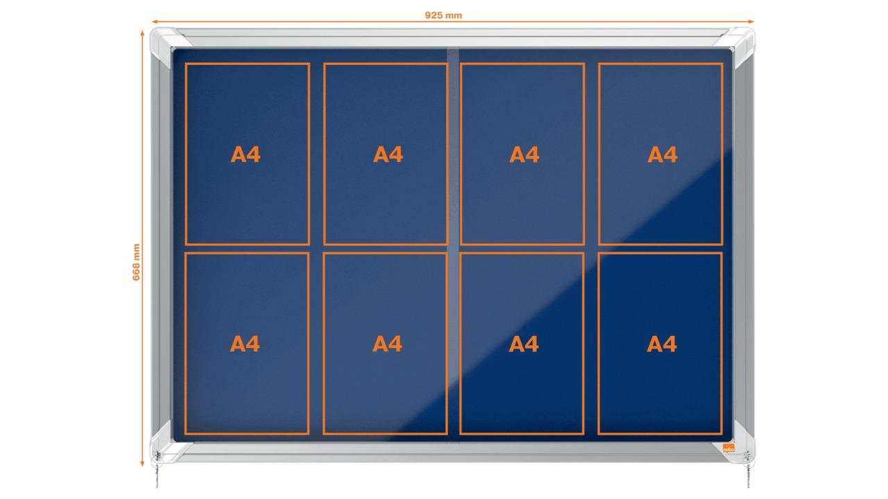 Nobo Notice Sign Board Lockable Sliding Glass Door - 92.5 x 66.8cm ...