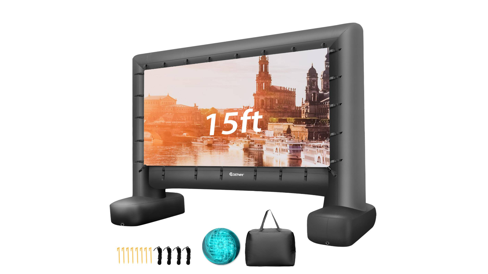 Costway Outdoor Inflatable Projector Screen with Blower and Carry Bag ...