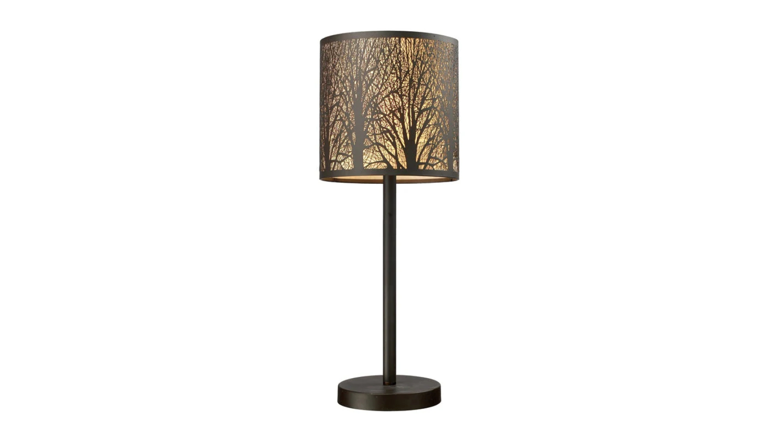 AUTUMN Round Aged Bronze with Amber Lining Laser Cut Table Lamp ...