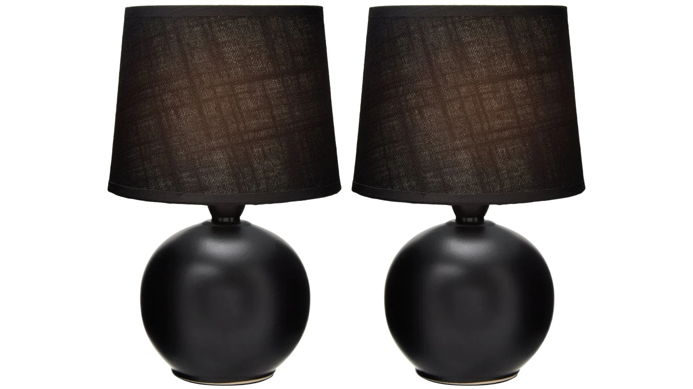 Luminea Set of 2 Black Capri Ceramic Base Modern Round Table Lamp ...