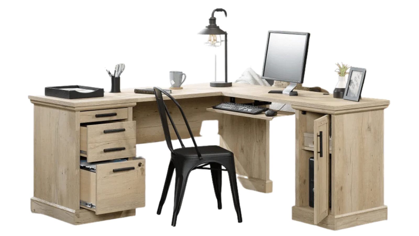 Design Square Ariella L-Shaped Office Corner Desk with 4-Drawers ...