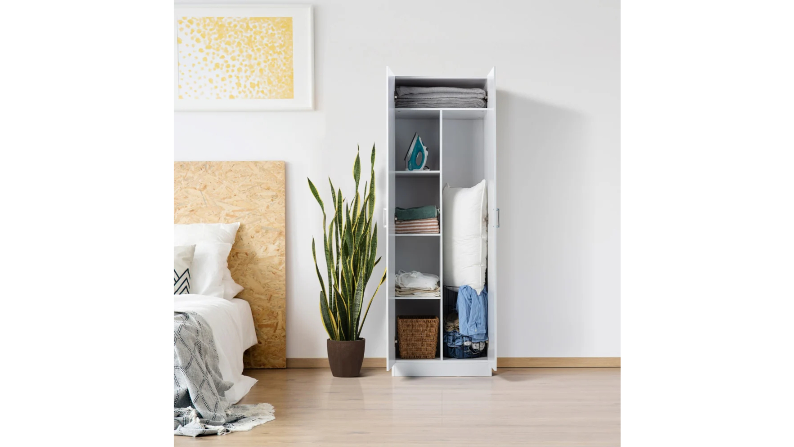 Design Square Monica White 2-Door Broom Multi-Purpose Tall Cupboard ...