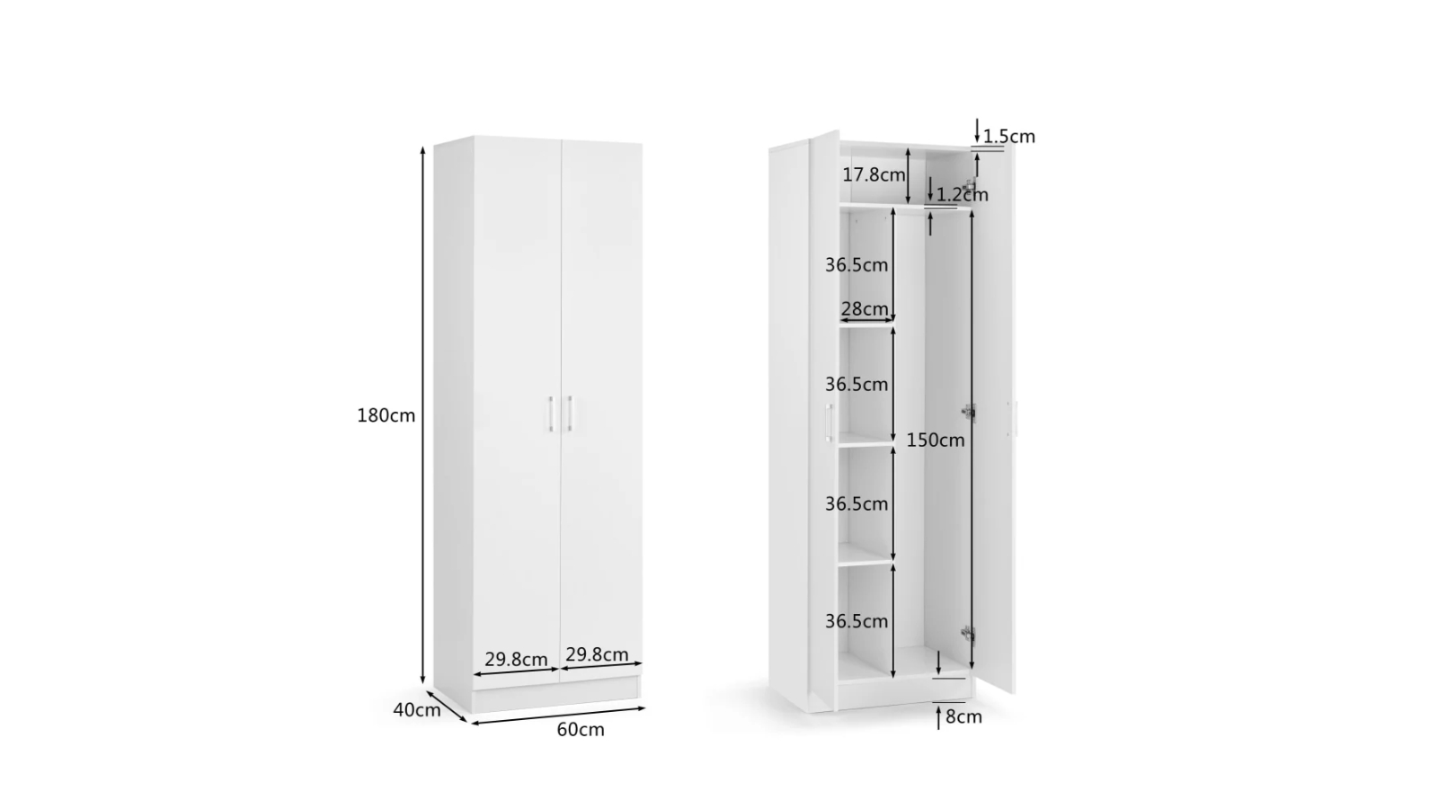 Design Square Monica White 2-Door Broom Multi-Purpose Tall Cupboard ...