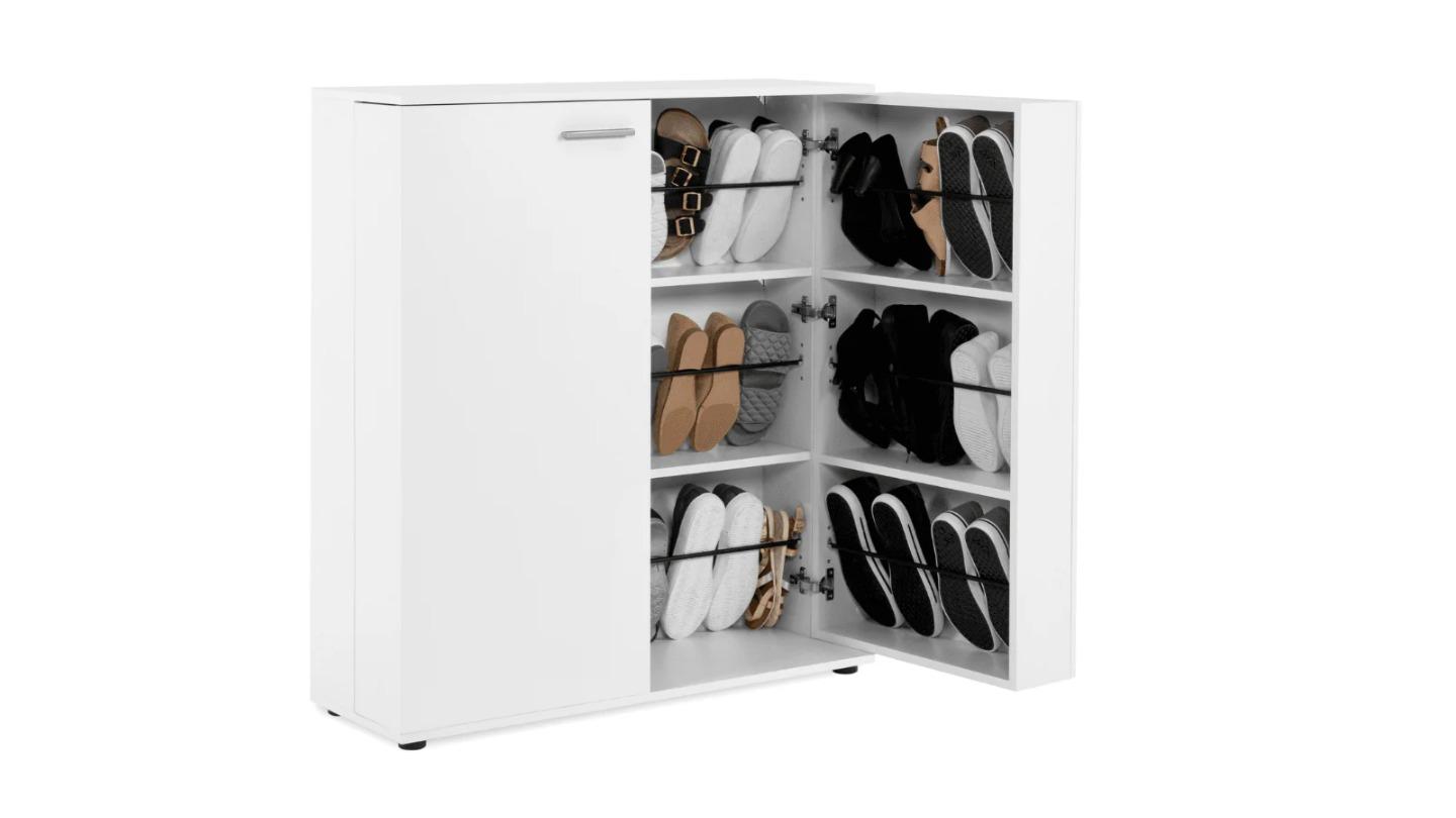 Design Square Wooden Roger Shoe Rack 2-Door Organiser Storage Cabinet ...