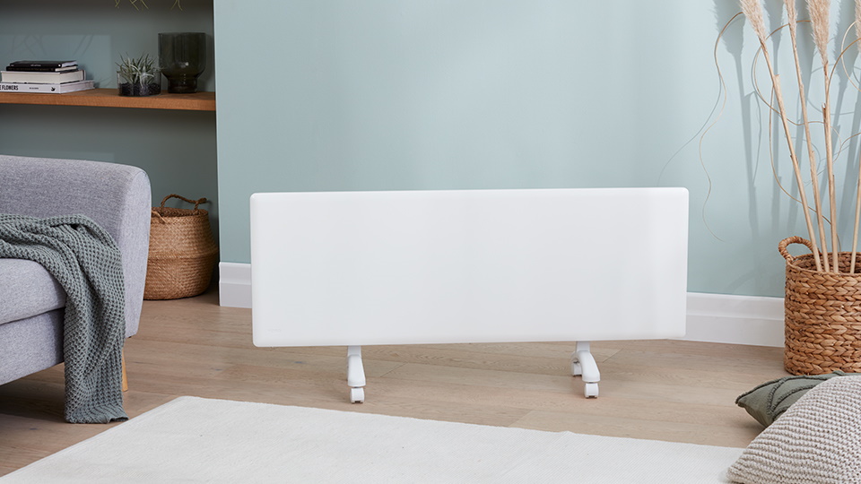 Nobo 2kW Slimline Wi-Fi Panel Heater with Castors - White | Harvey Norman