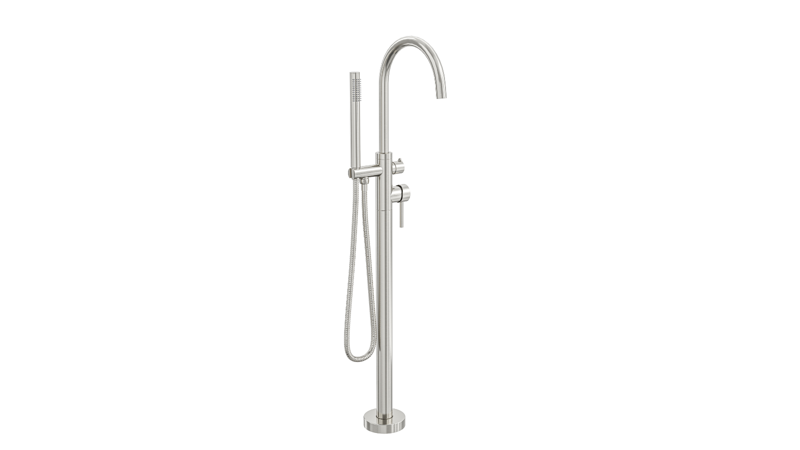 Linsol Nure Free Standing Bath Mixer with Hand Shower - Brushed Nickel ...