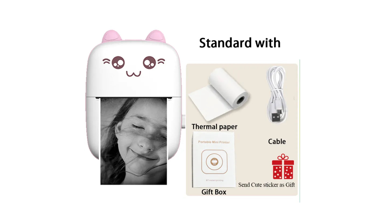 NNEOBA Portable Thermal Mini Printer - Pink | Harvey Norman