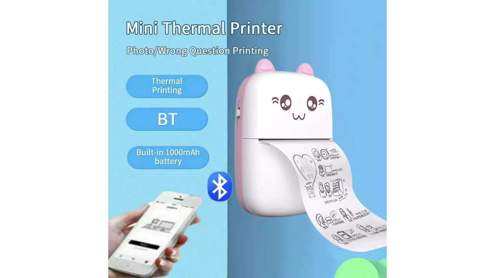 NNEOBA Portable Thermal Mini Printer - Pink | Harvey Norman