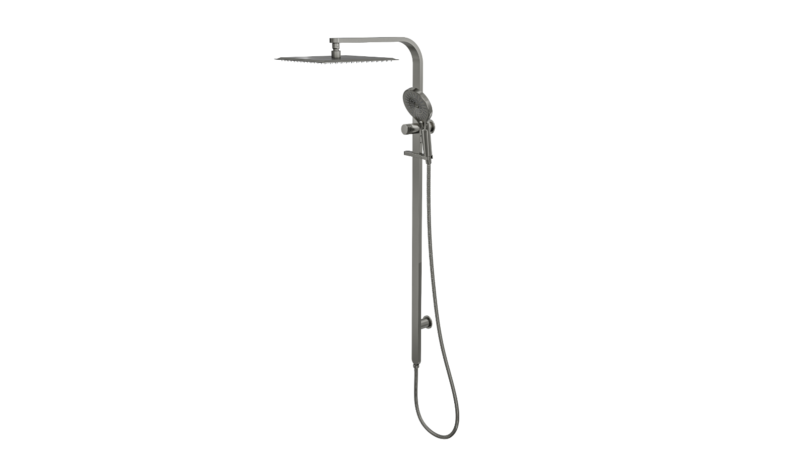 Linsol Oceanjet 300 Square Twin Shower on Long Rail - Gunmetal | Harvey ...