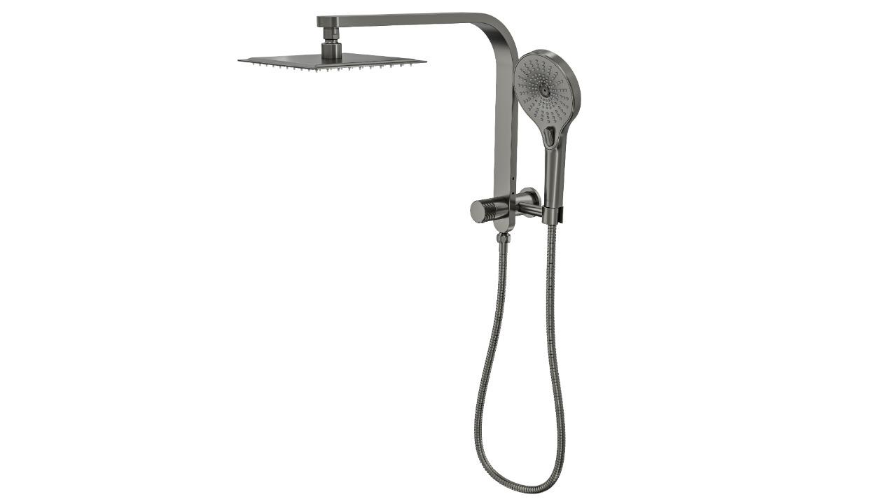 Linsol Oceanjet 200 Square Twin Shower on Short Rail - Gunmetal ...