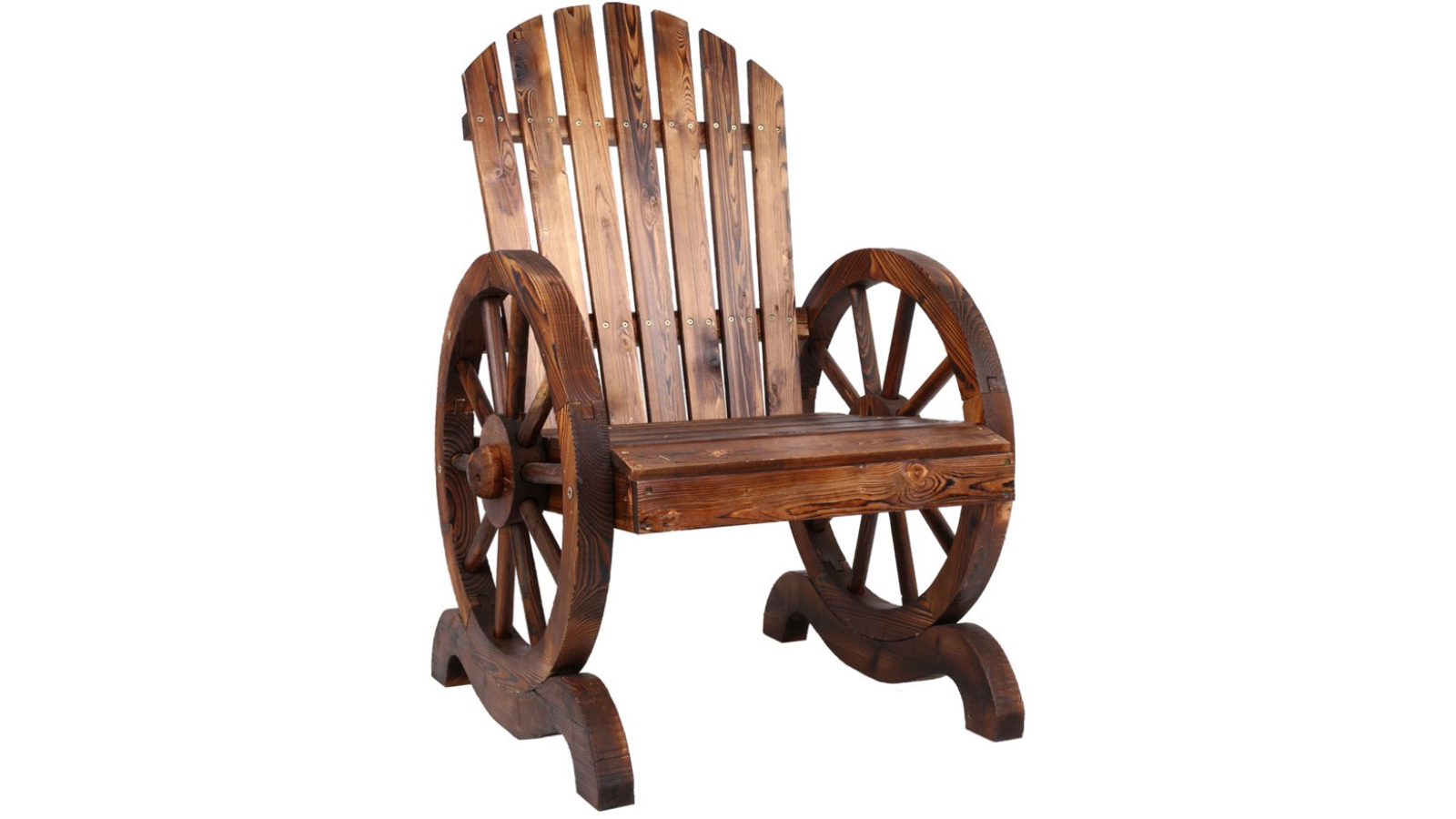 Gardeon Outdoor Wooden Wagon Wheel Chair - Brown | Harvey Norman