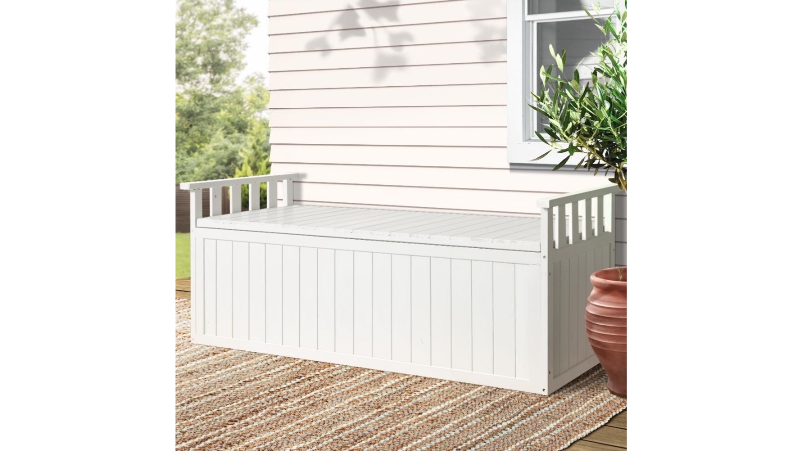 Gardeon Wooden Storage Box Garden Bench - 129cm | Harvey Norman