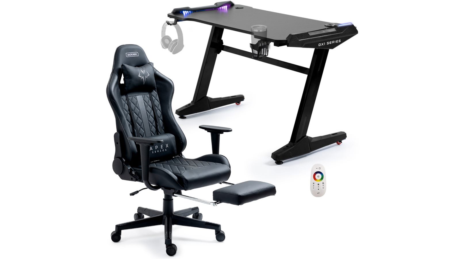 Overdrive Gaming Office Desk and Chair with LED-FX Light Effects and ...