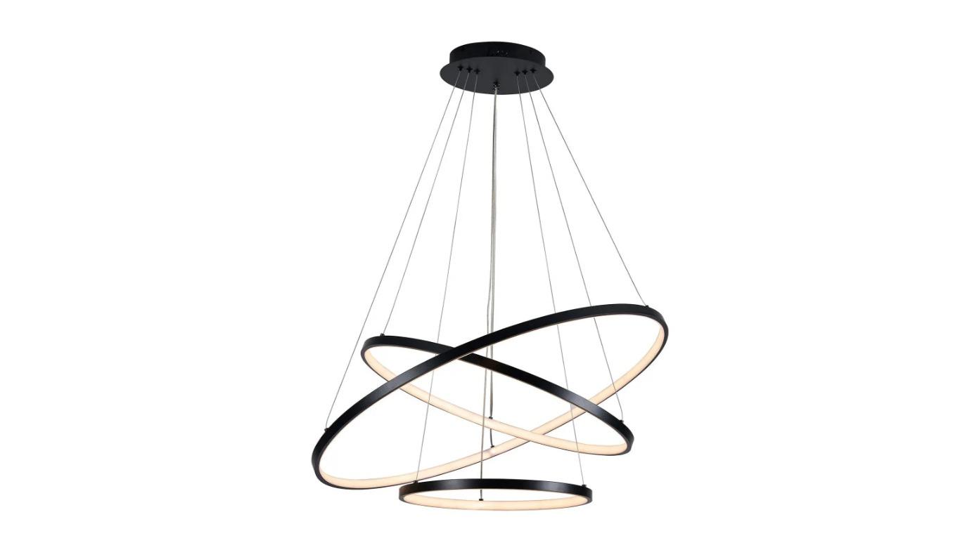 Luminea Omega Bright Contemporary Retro Black Hollow Ring LED Pendant ...