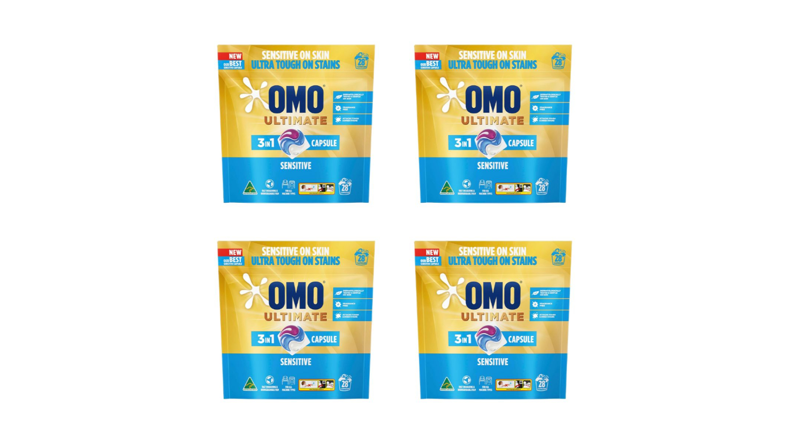 OMO 112 Tabs Ultimate Sensitive 3-in-1 Laundry Capsules – Pack of 4 ...