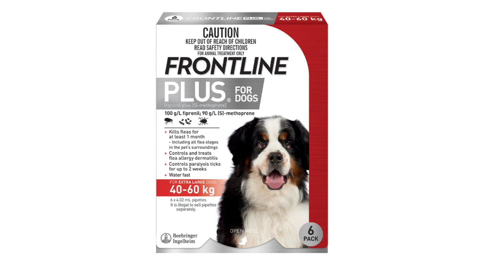 Frontline Plus WFPDXL6 Pack of 6 40-60kg Dogs Flea and Tick Treatment ...