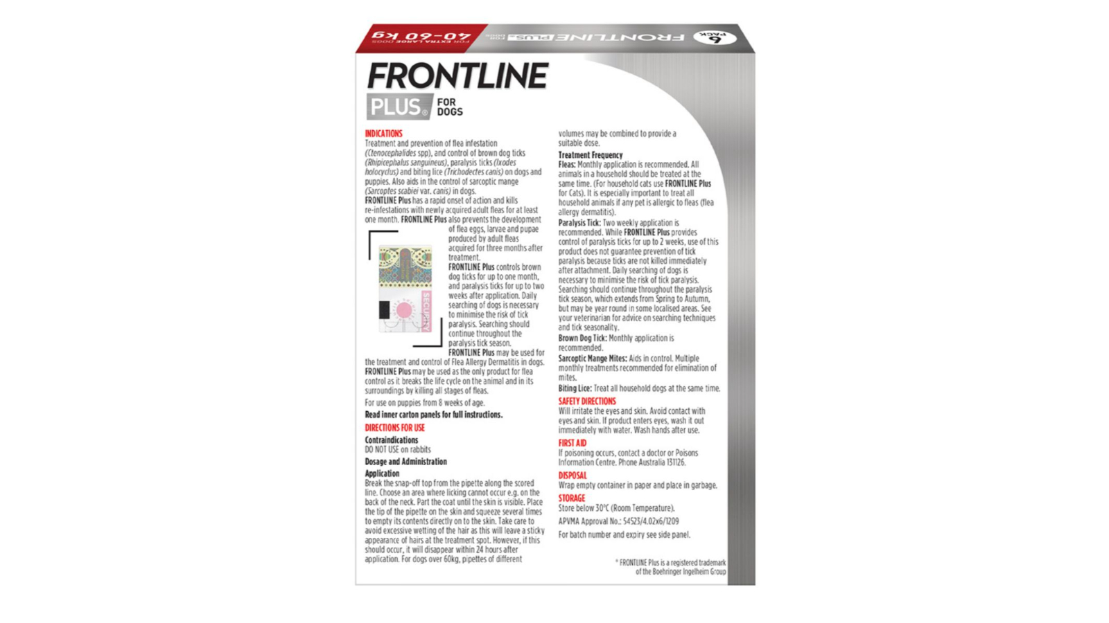 Frontline Plus WFPDXL6 Pack of 6 40-60kg Dogs Flea and Tick Treatment ...