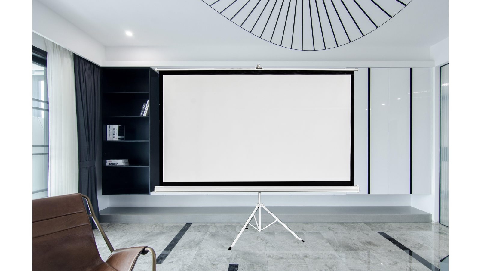 One Product 84-inch Matte White with Black Backing HD Fabric Pull Up ...