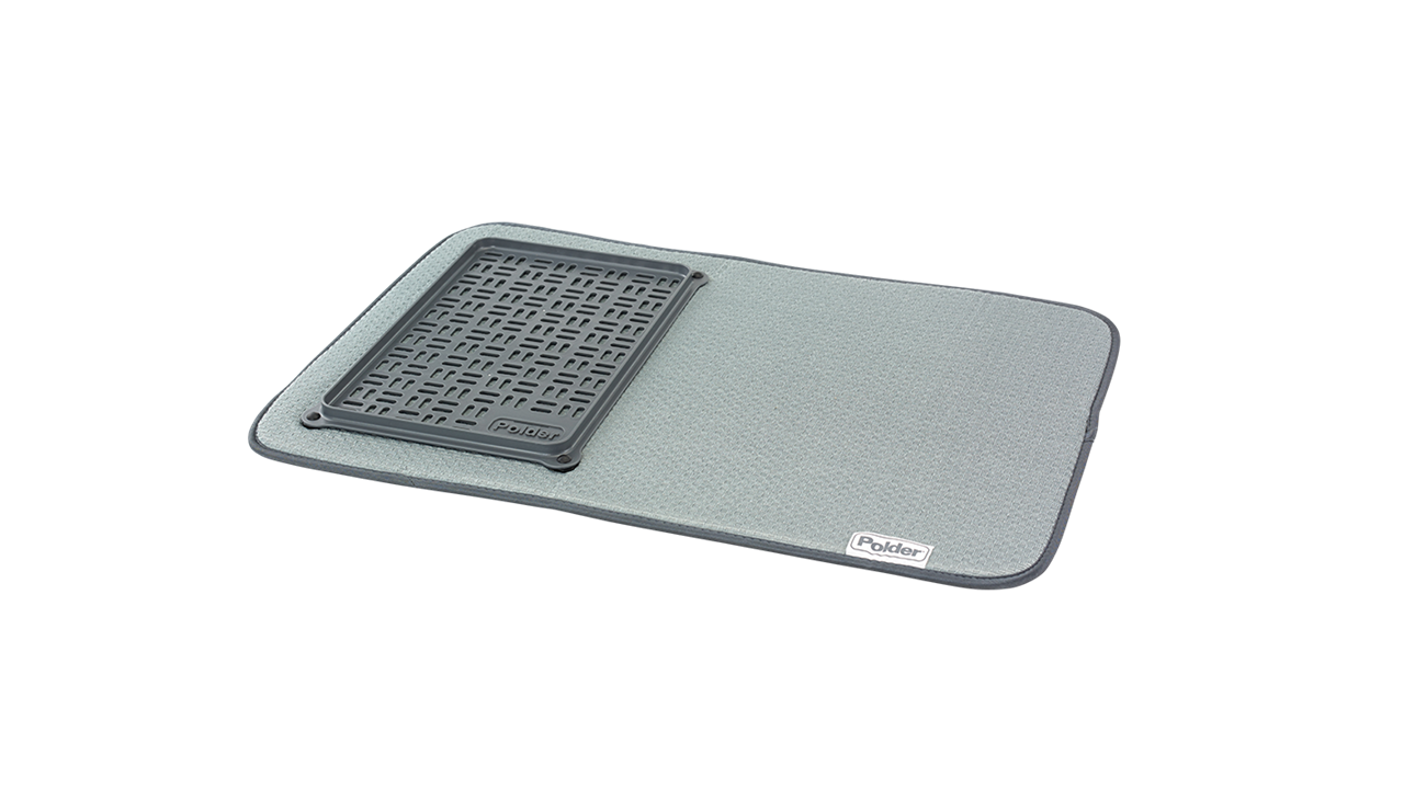 Polder Microfibre Drying Mat with Glass Tray | Harvey Norman