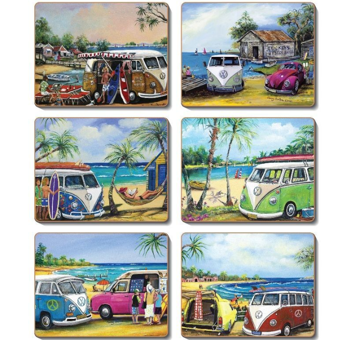 Cinnamon Set of 6 Cork Backed Coasters - Kombi | Harvey Norman