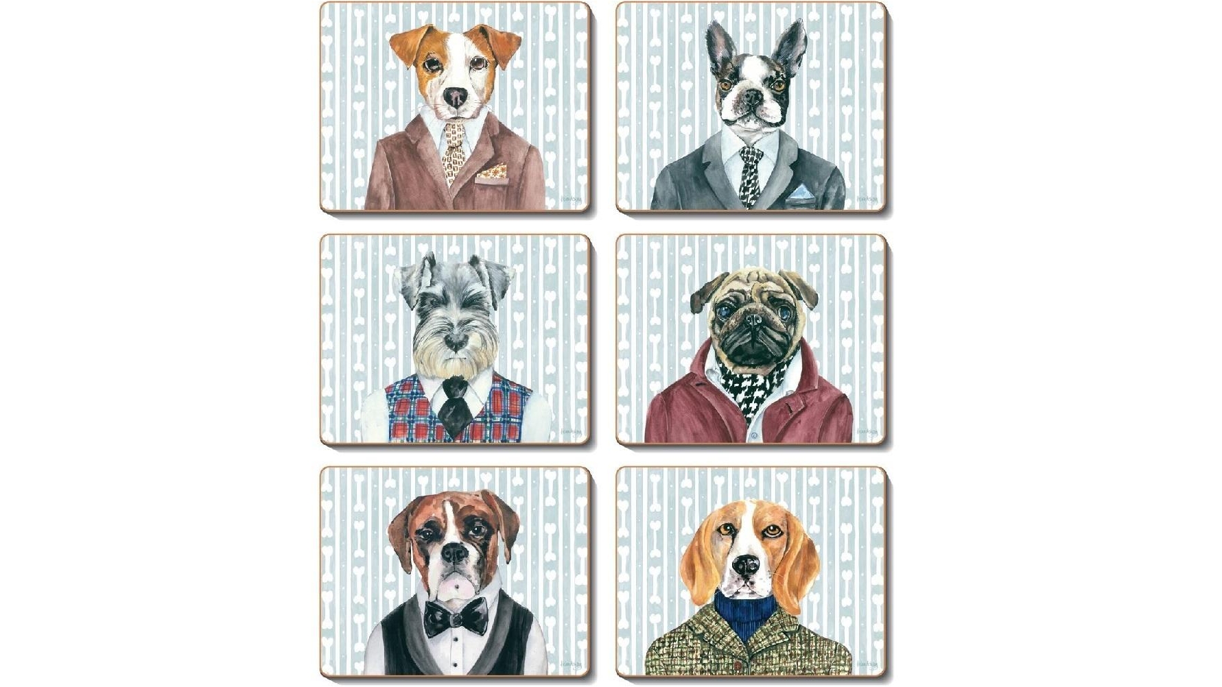 Cinnamon Lacquered Cork Backed Dogs Dinner Placemats - Set of 6 ...