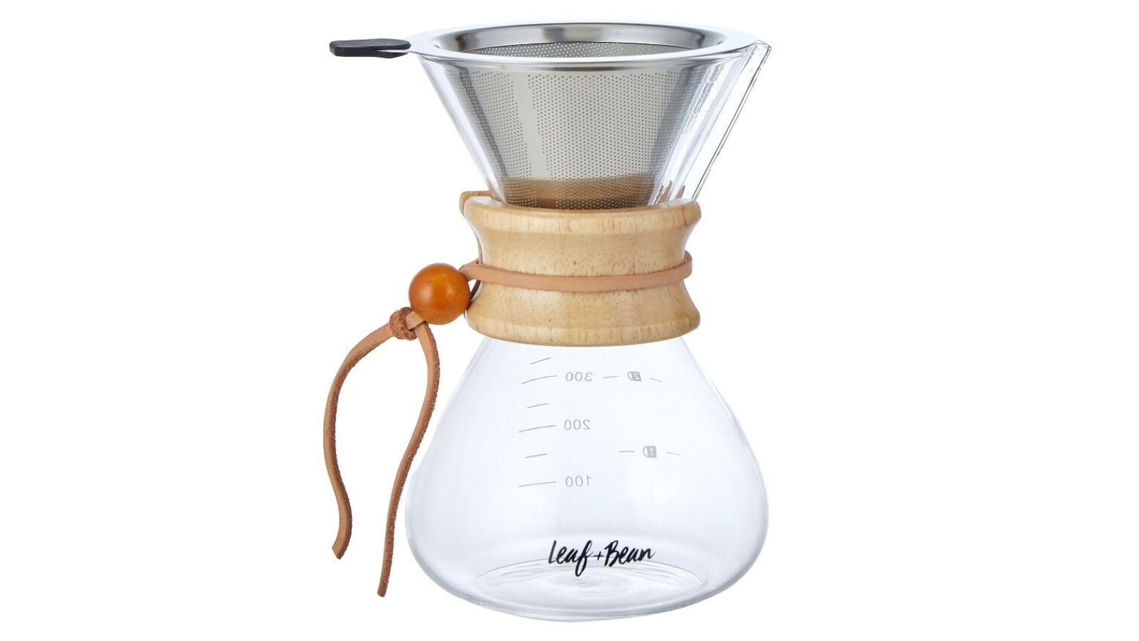 Leaf and Bean Glass Coffee Pot with Filter - 400ml | Harvey Norman