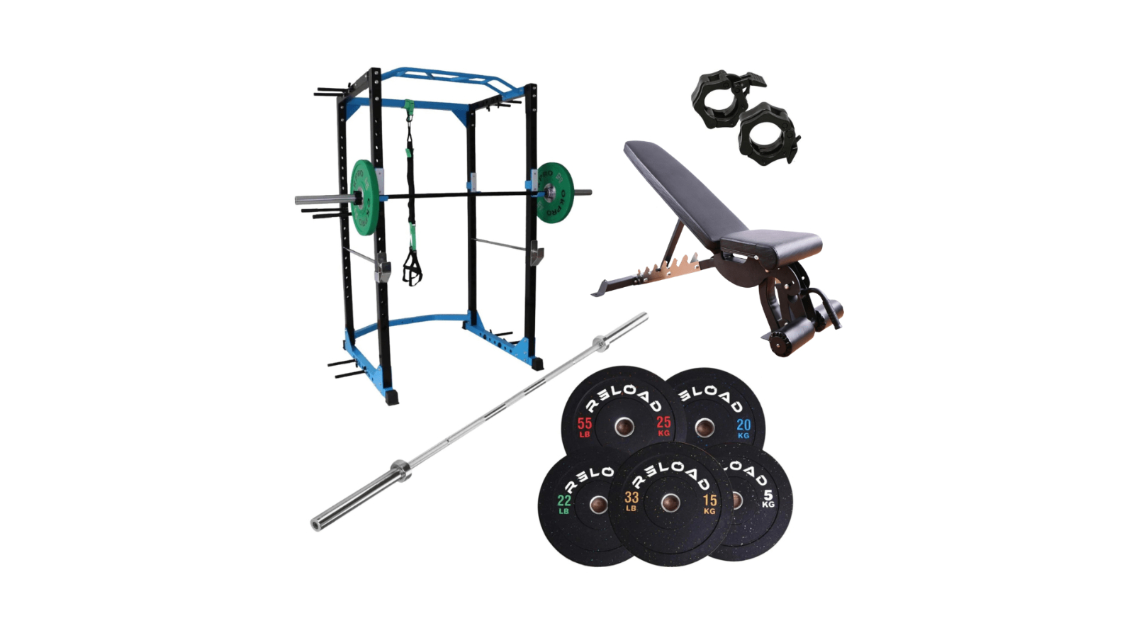 Fitness Hero Commercial Power Cage and Bumper Plate - 100kg | Harvey Norman