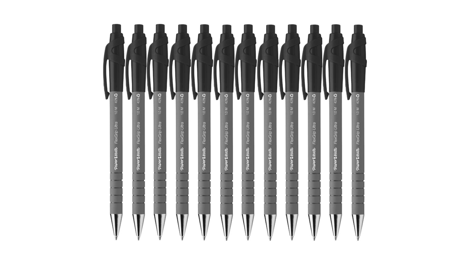 Papermate Box of 12 Flexgrip Retractable Medium Ballpoint Pen - Black ...