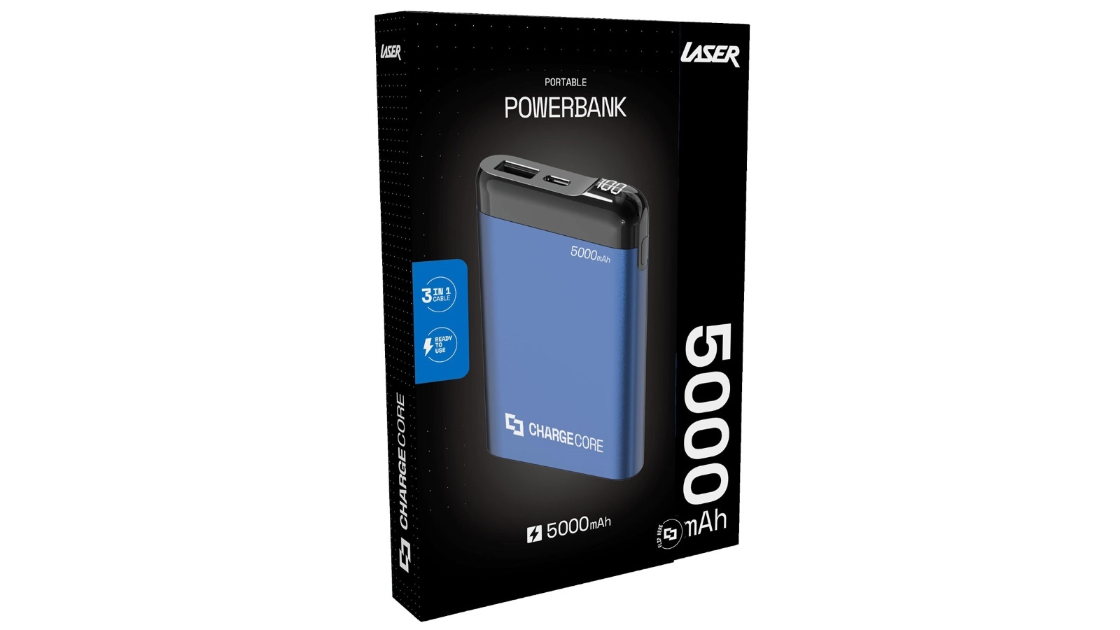 Laser 5000mAh Power Bank with LED Display - Blue | Harvey Norman