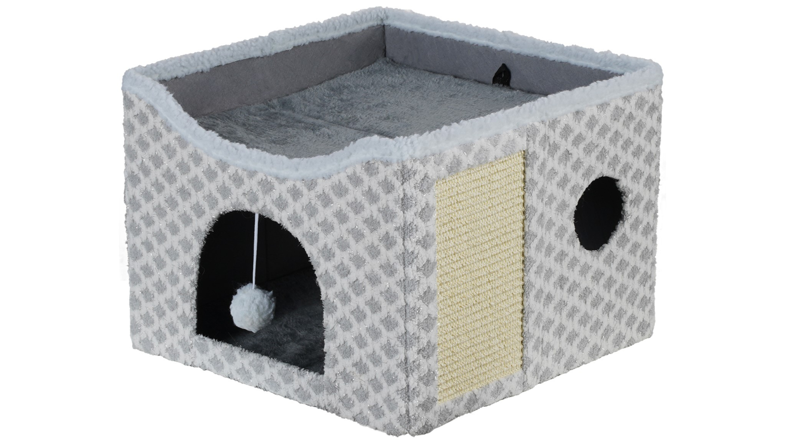 Cat Beds Foldable 43 x 43cm Cat Cube House with Scratch Pad - Light ...