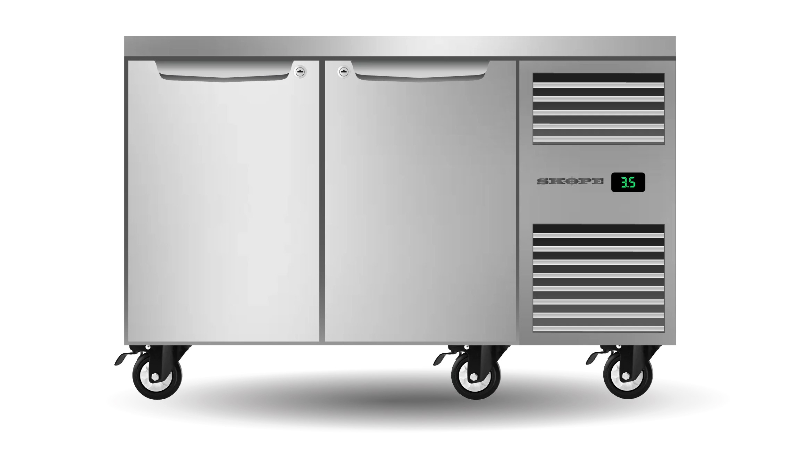 Skope Solid 2-Door ProSpec Underbench Right Hand Fridge | Harvey Norman