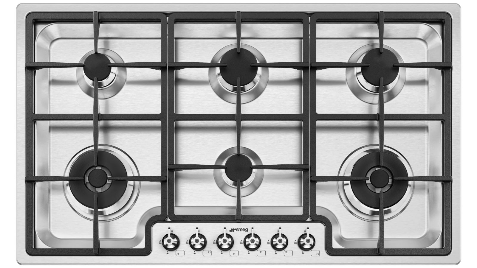 Smeg Classic 900mm 6 Burner Gas Cooktop - Stainless Steel | Harvey Norman