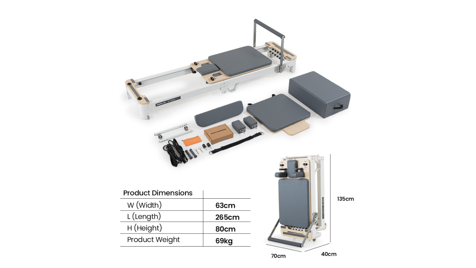 Proflex Aluminium Pilates Reformer Machine Stretch Bed with box and ...
