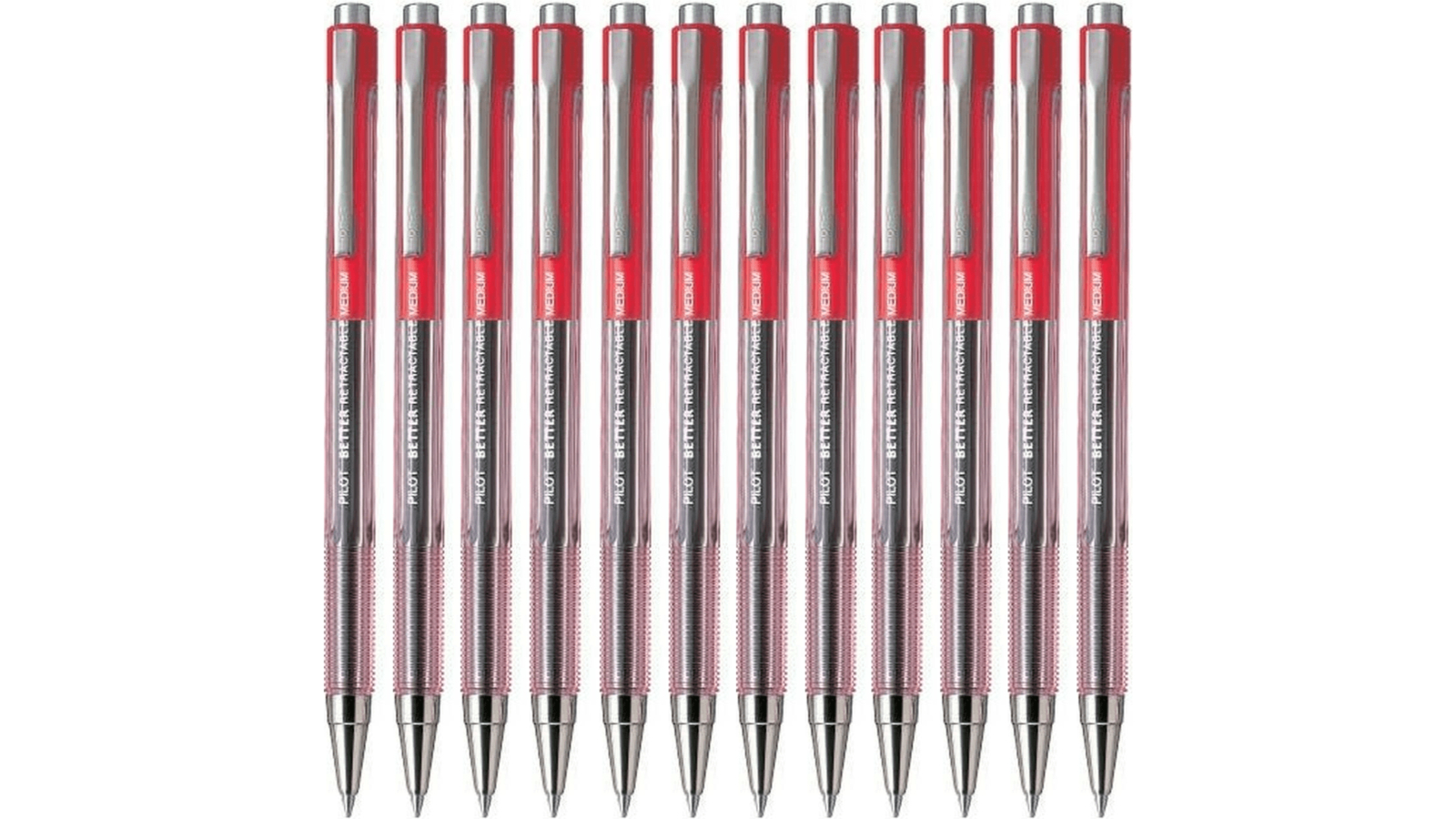 Pilot Box of 12 Medium Better Retractable Ballpoint Pen - Red | Harvey ...