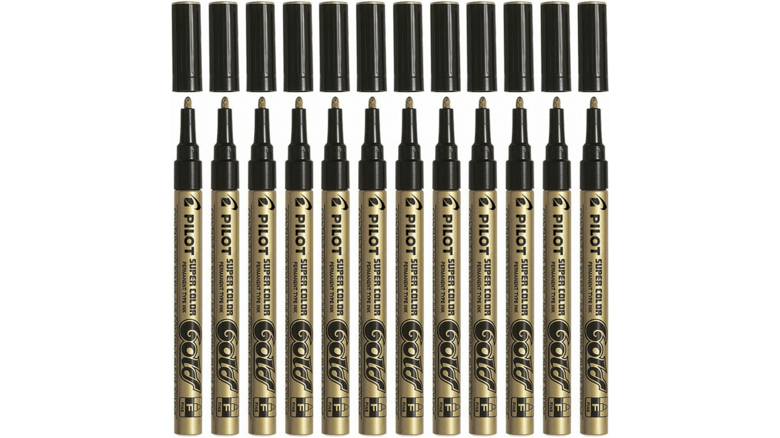 Pilot Box of 12 Permanent Marker Fine 0.3cm Nib Tip - Gold | Harvey Norman