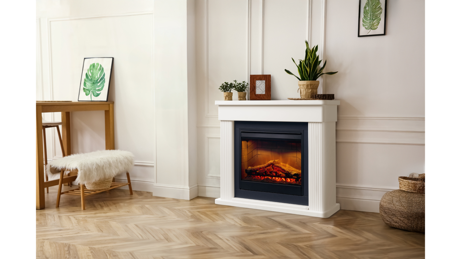 Dimplex 2kW Portland Large Electric Fire Mantle Suite - Matte White ...