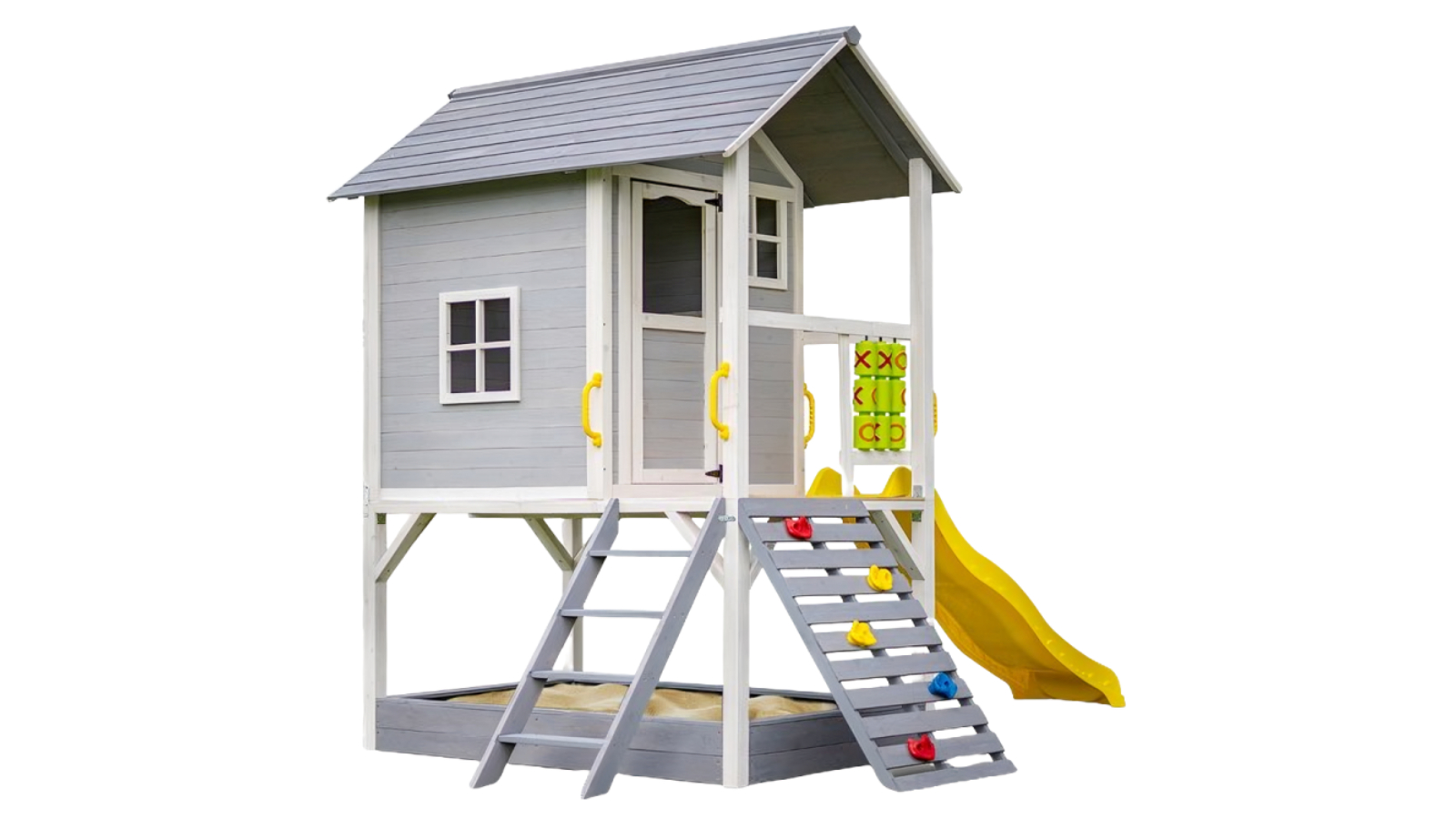 Rovo Kids Wooden Tower Cubby House with Slide Sandpit Climbing Wall ...