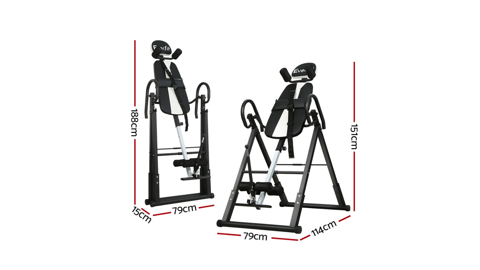 Everfit Home Gym Inversion Table Gravity Exercise - Grey | Harvey Norman