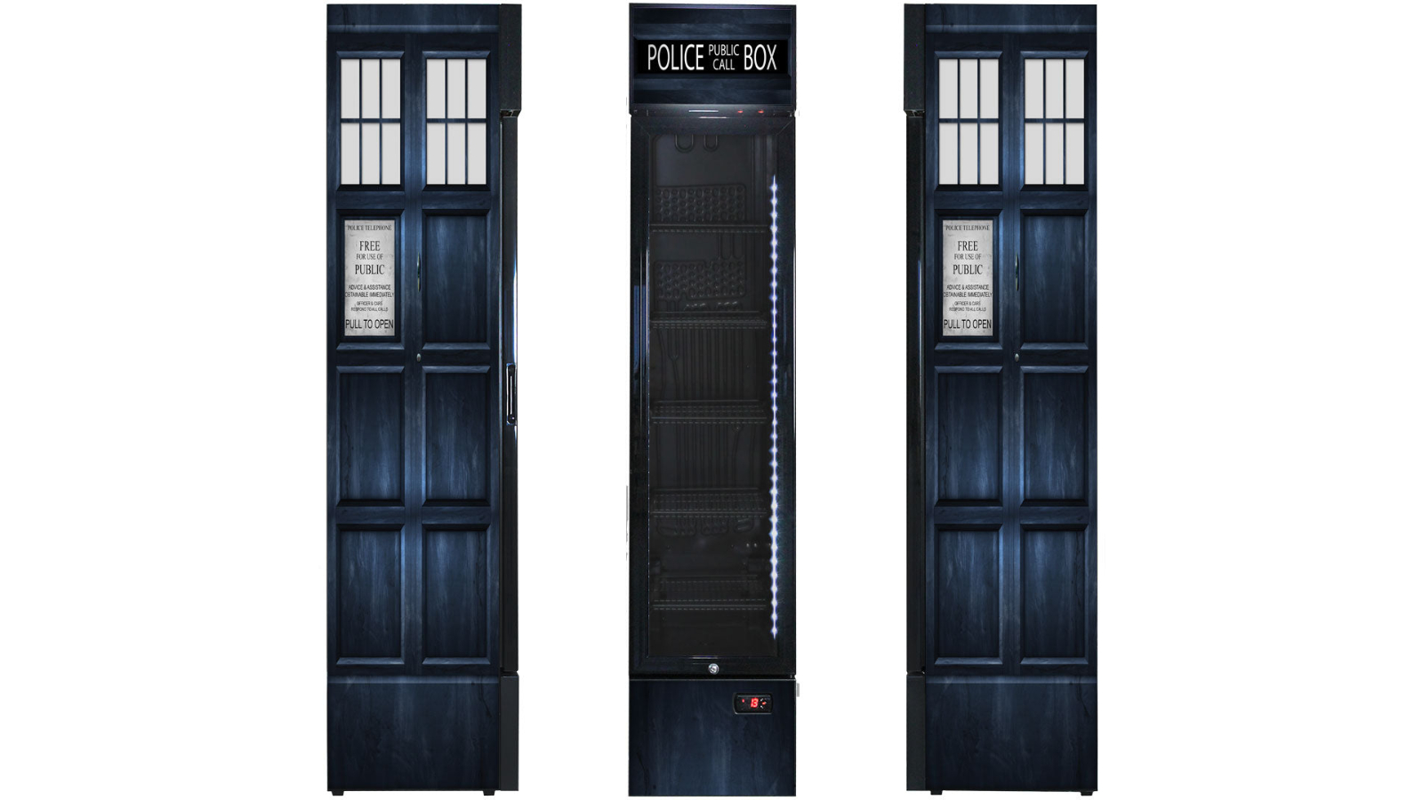 Schmick Branded Skinny Upright Bar Fridge with Police Box Design - 160 ...