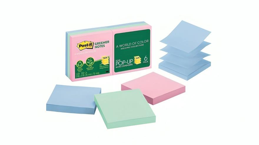 Post-it Pack of 6 Helsinki Greener Pop-Up Sticky Notes - Blue/Pink ...