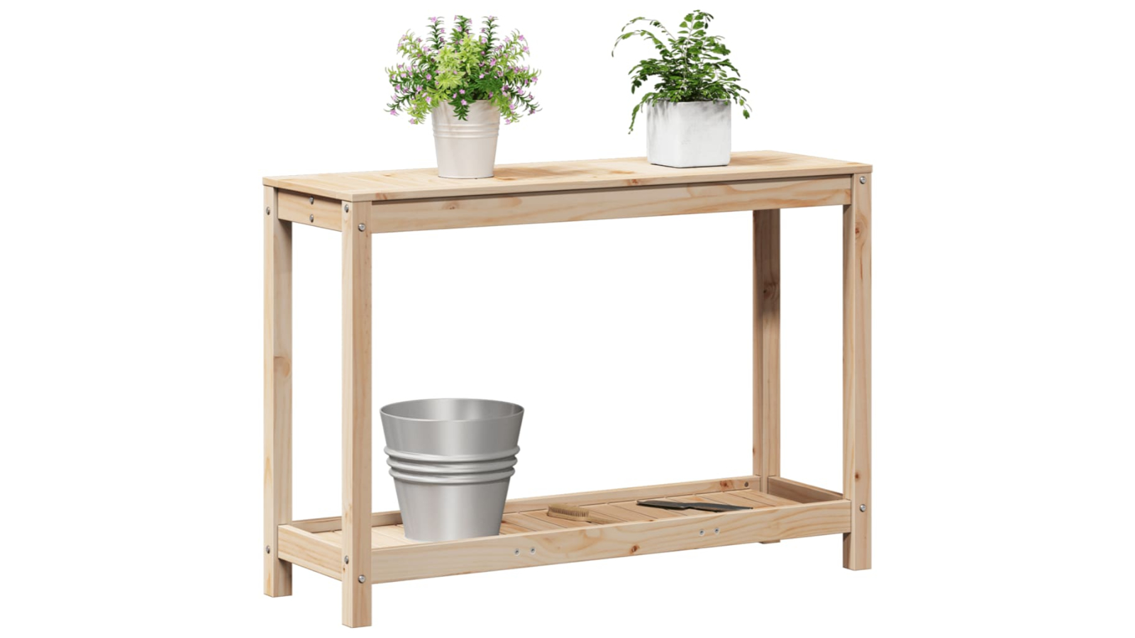 vidaXL Solid Pine Wood Potting Table with Shelf | Harvey Norman