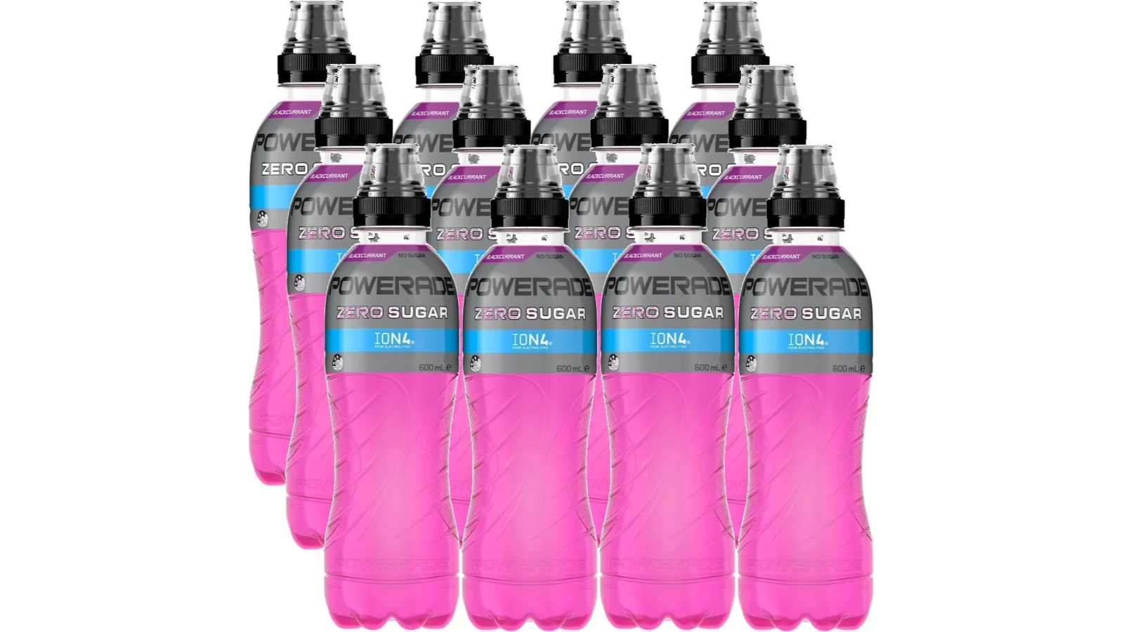 Powerade 600ml Blackcurrant Zero Sugar ION4 Sports Electrolytes Drink ...