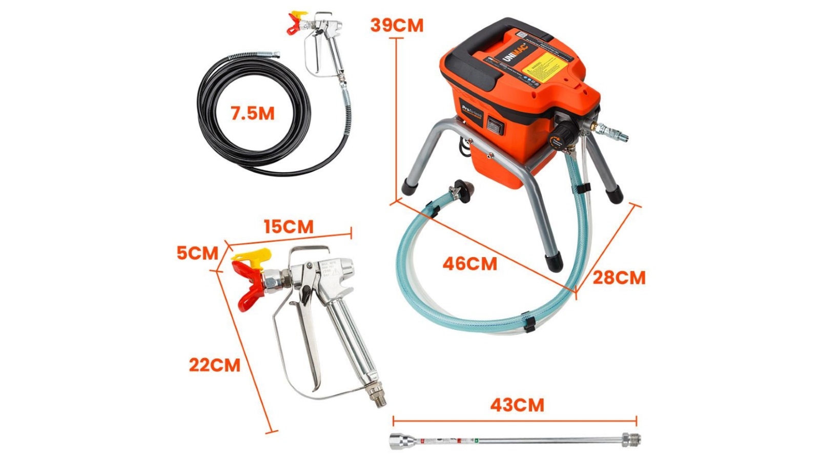 Unimac 740W Electric Airless Paint Station Portable High Pressure Spray Gun