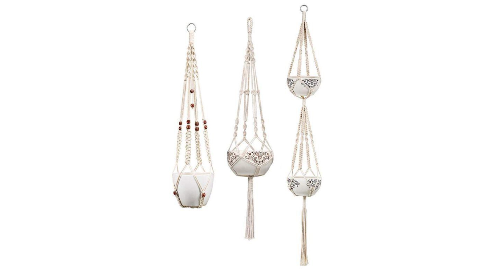 HOD Set Of 5 Macrame Plant Hangers Cotton Rope Hanging Planters Set ...